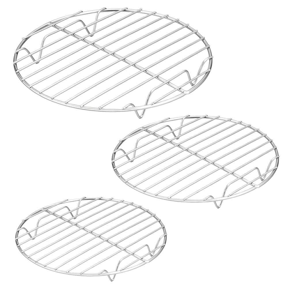 Wudkey 3-Pieces Silver Stainless Steel Round Cooking Rack Baking ...