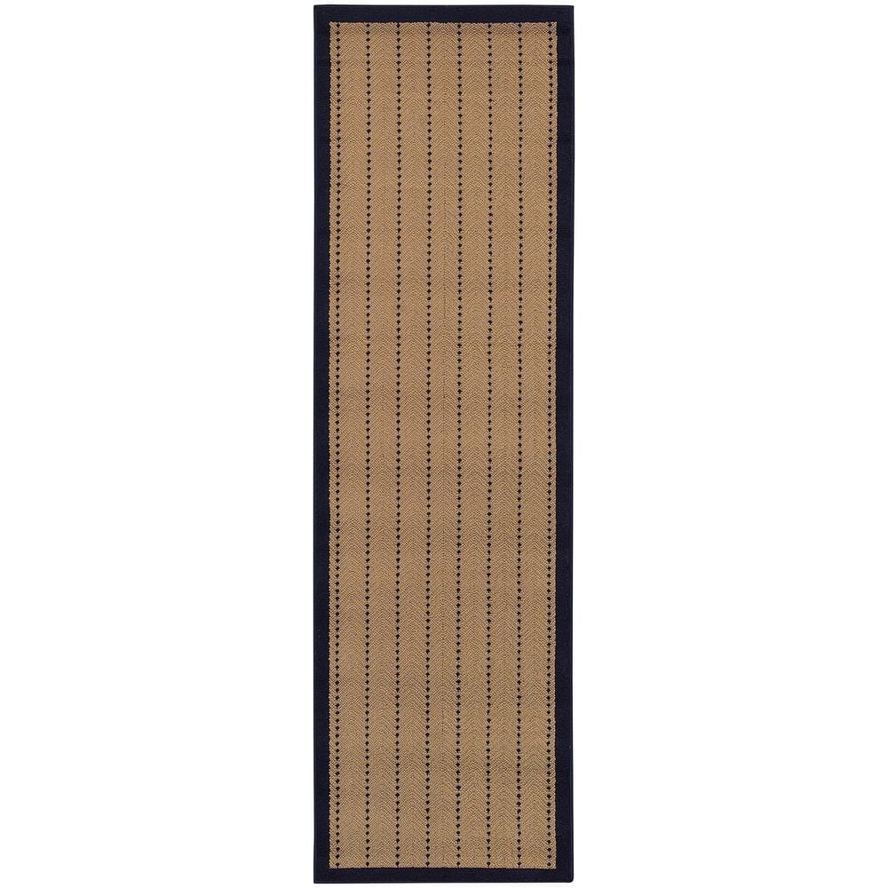 AVERLEY HOME Harbor Tan 2 ft. x 8 ft. Stripe Indoor/Outdoor Patio ...