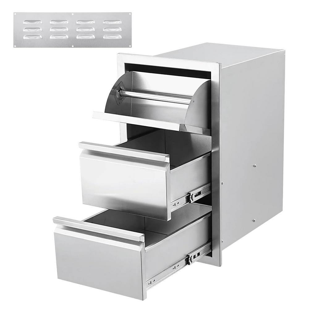 Garvee 15 in. W x 20 in. D x 26 in. H Stainless Steel 2 Drawer Access ...