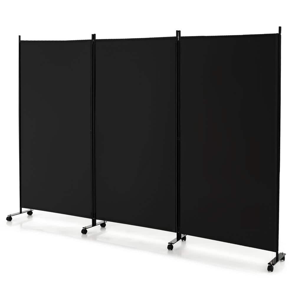 Costway 3-Panel Folding Room Divider 6Ft Rolling Privacy Screen ...