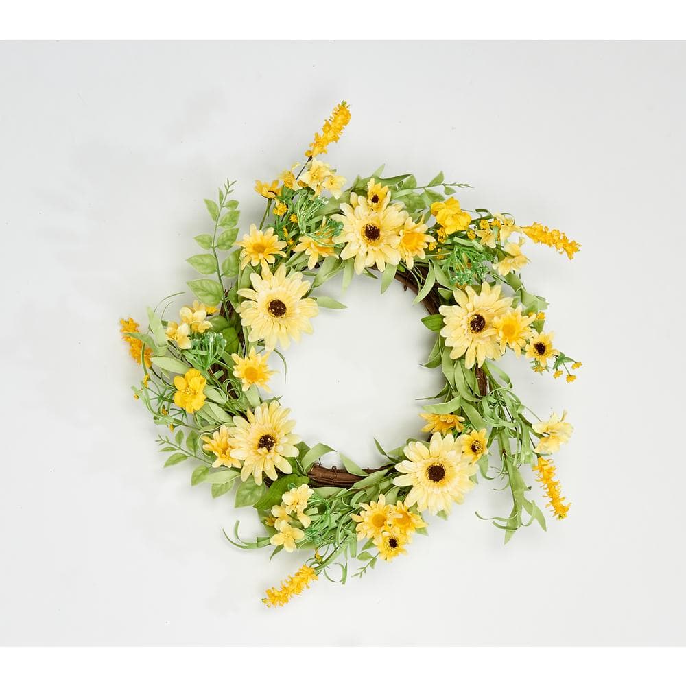 Worth Imports 22 in. Artificial Mixed Yellow Daisy Wreath on Twig Base ...