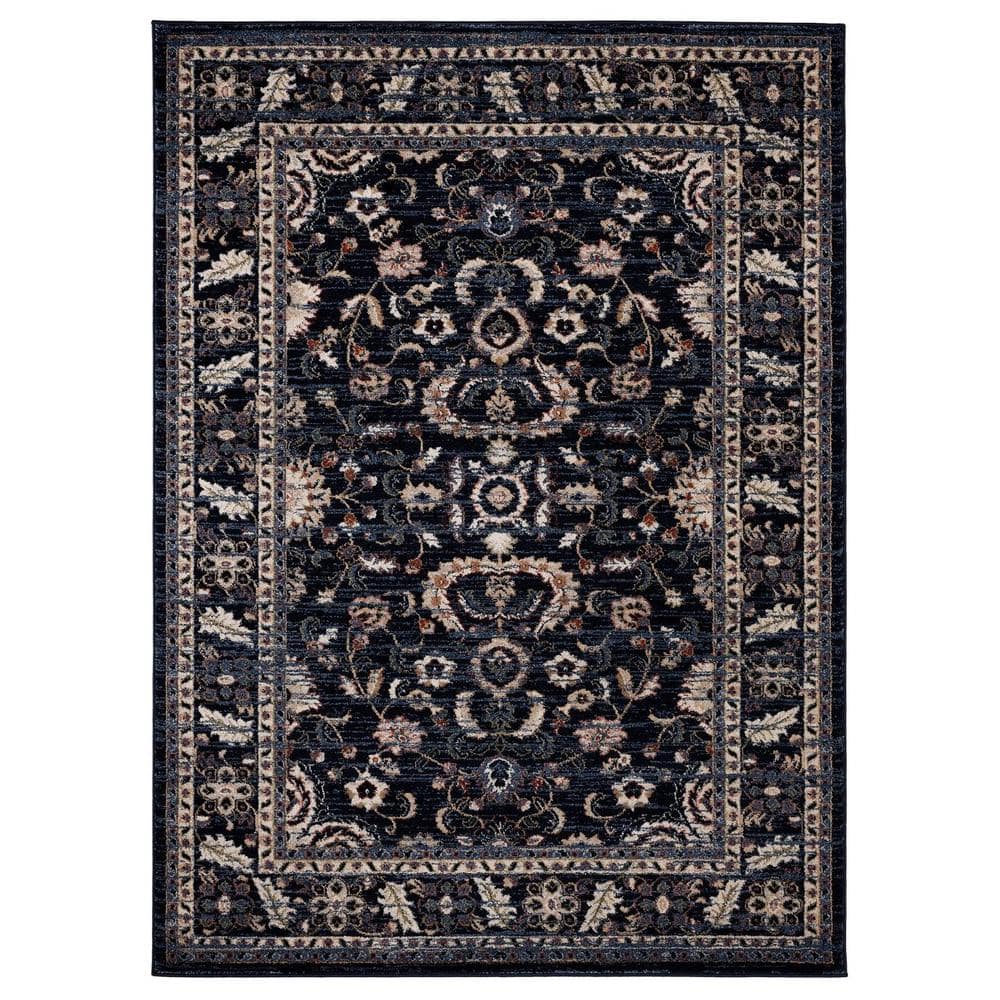 LUXE WEAVERS Waterloo Collection Contemporary Oriental Navy 5 ft. x 7 ...