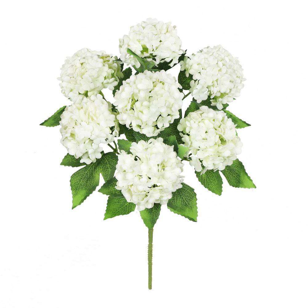 LIVING LUXURY 12 in. Cream White Artificial Guelder Rose Snowball ...