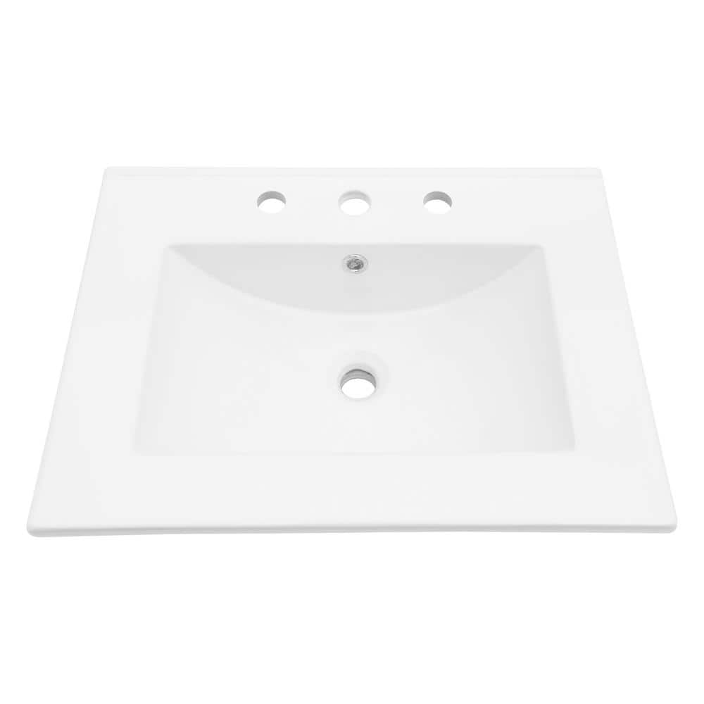 Sarlai 24 in. W x 18 in. D Porcelain Ceramic Drop In Single Bowl Bath ...
