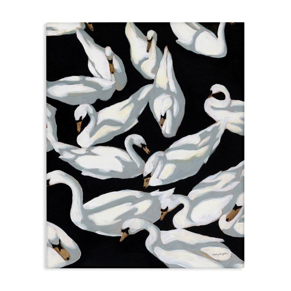 Stupell Industries Overlapping Swans on Black by Haley Knighten ...