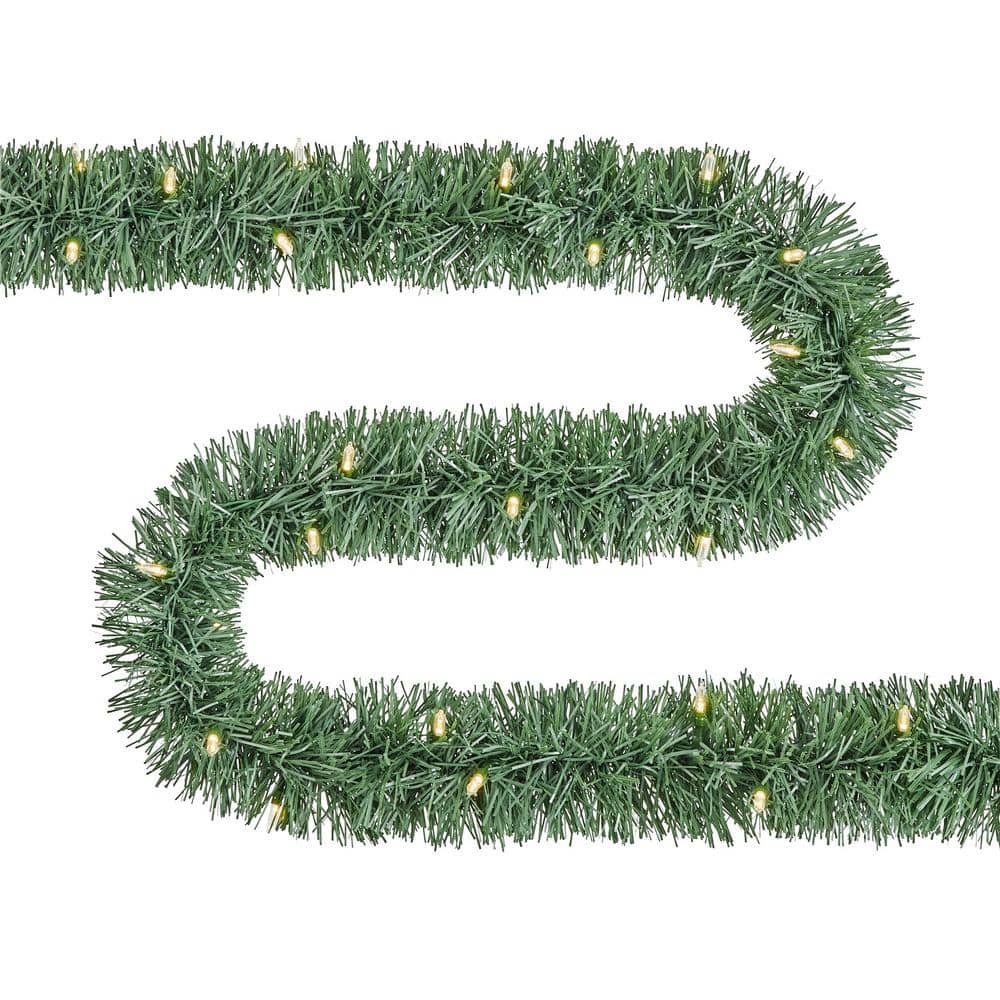 Home Accents Holiday 50 ft. LED Pre-Lit Roping Artificial Garland ...