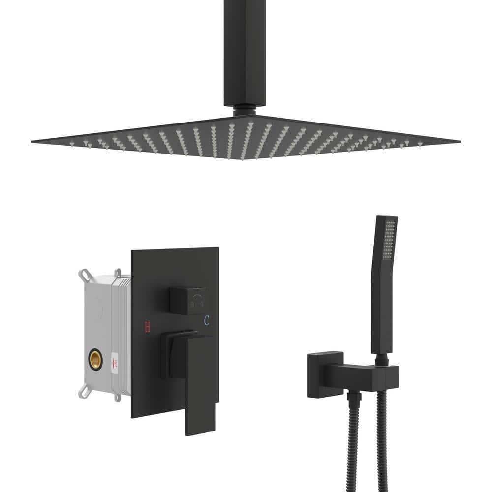 Dimakai 2-Spray Dual Ceiling Mount 10 in. Fixed and Handheld Shower ...