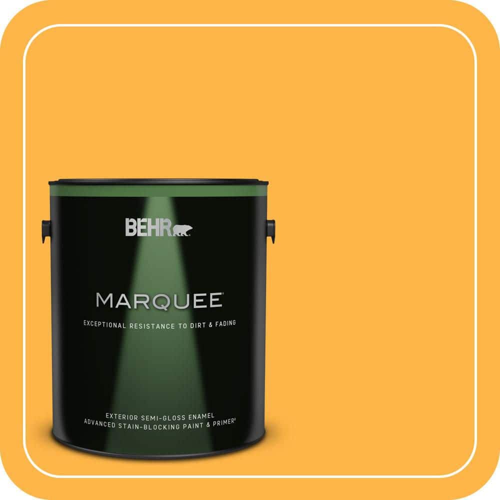BEHR MARQUEE 1 gal. #300B-6 Glorious Gold Semi-Gloss Enamel Exterior ...