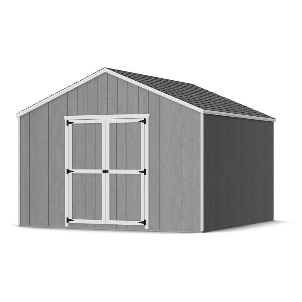 Little Cottage Co. Value Gable 12 ft. x 12 ft. Outdoor Wood Storage Shed Precut Kit with Floor ...