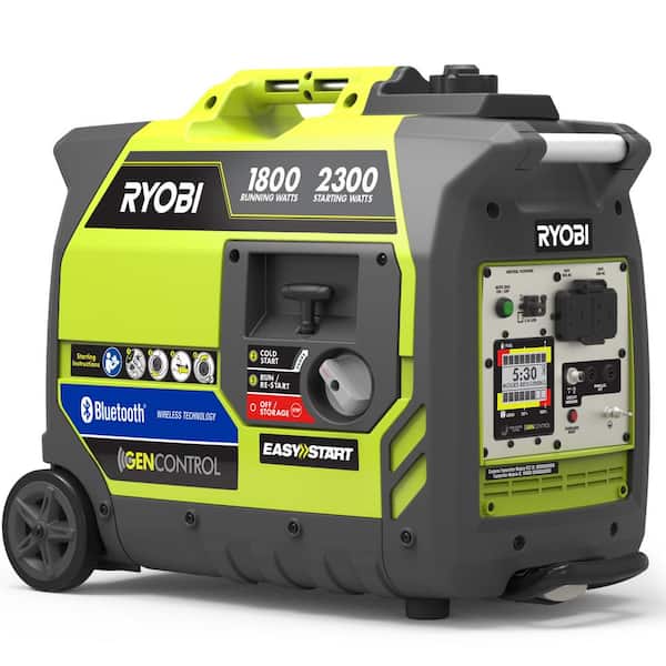 RYOBI Bluetooth 1,800-Watt Green Gasoline Powered Digital Inverter ...