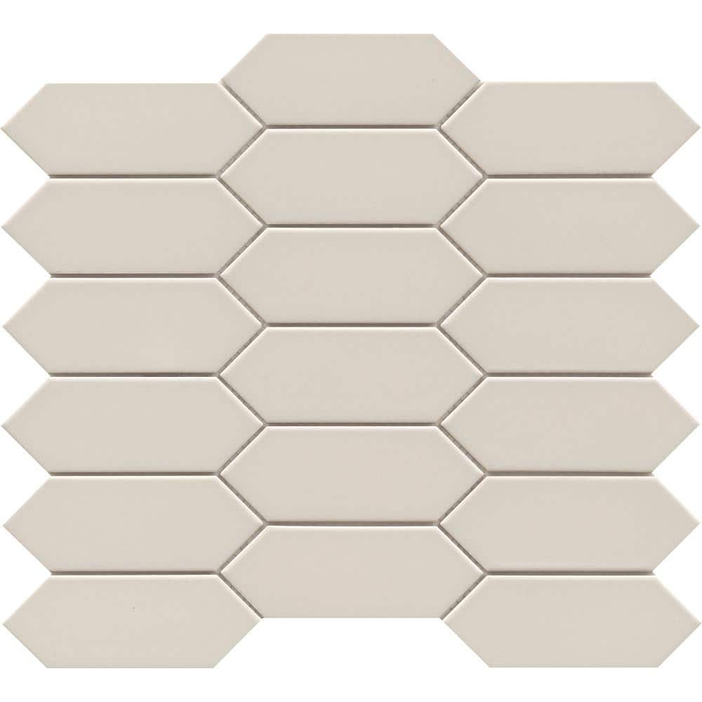 EMSER TILE Catch Fawn 11 in. x 13 in. Picket Glossy Porcelain Mosaic ...