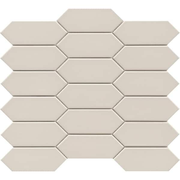 EMSER TILE Catch Fawn 11 in. x 13 in. Picket Glossy Porcelain Mosaic ...