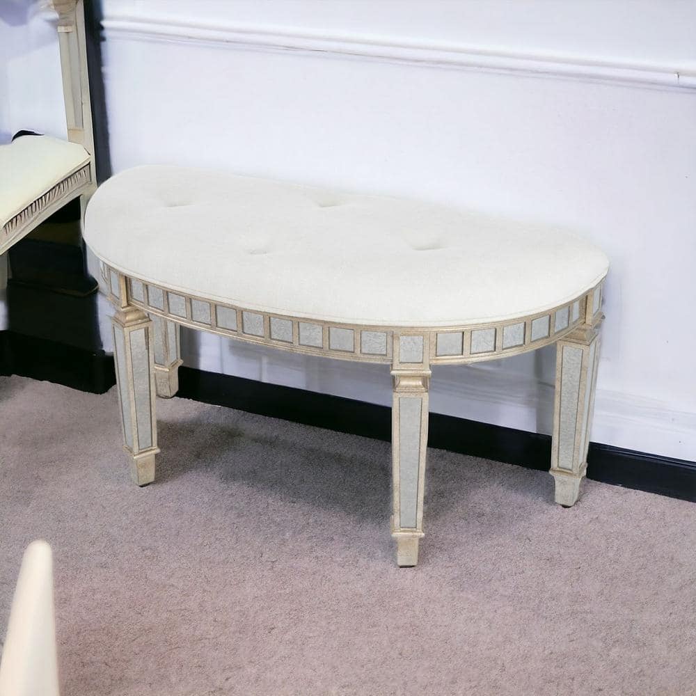 HomeRoots Bernadette Silver Bench (21 x 38 x 16) 2000389200 - The Home ...