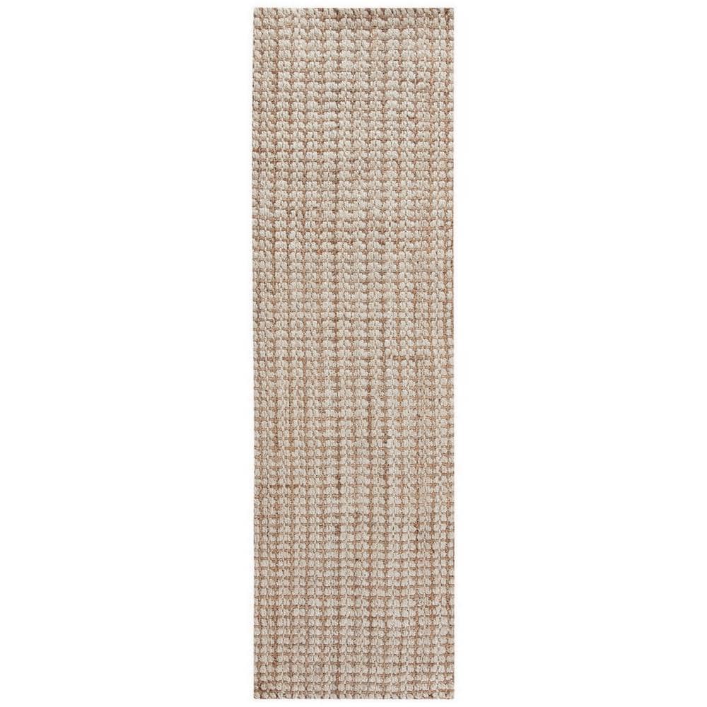 SAFAVIEH Natural Fiber Ivory/Light Brown 2 ft. x 6 ft. Woven Crosstitch ...