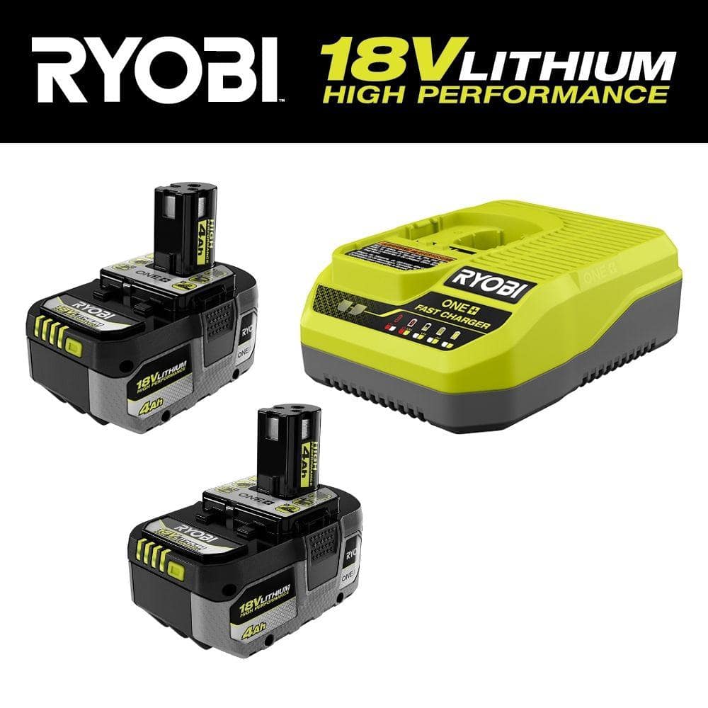 RYOBI ONE+ 18V HIGH PERFORMANCE Starter Kit with 4.0 Ah Battery and ...