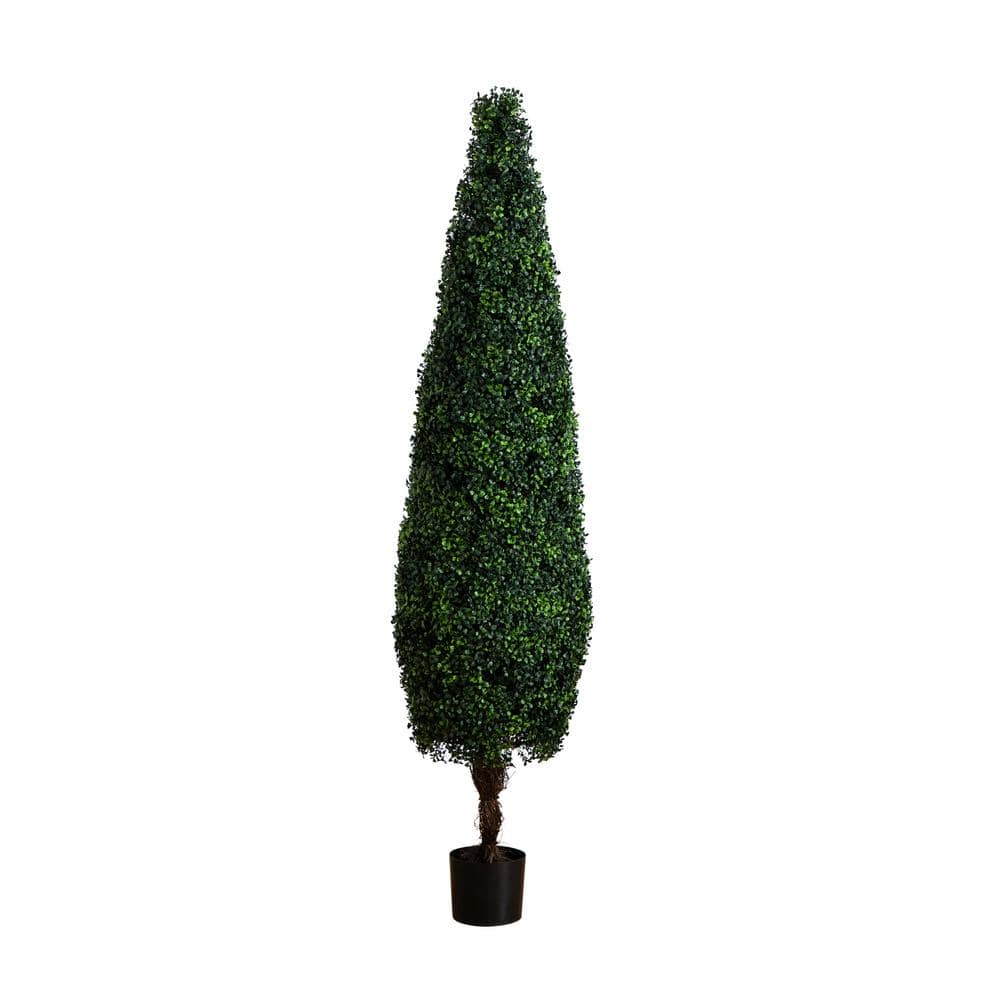 Nearly Natural 6 ft. UV resistant Artificial Boxwood Topiary Cone Tree ...