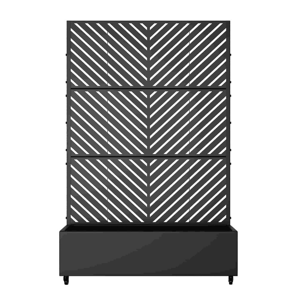 SpassWay 6 ft. H x 4 ft. W Metal Planter Box Privacy Screen Garden Bed ...
