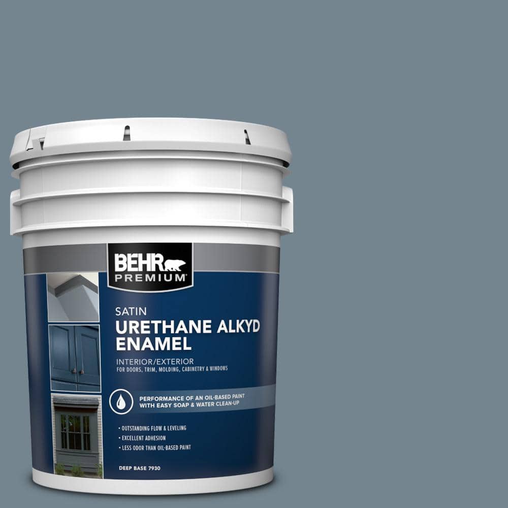BEHR PREMIUM 5 gal. #N480-5 Adirondack Blue Urethane Alkyd Satin Enamel ...