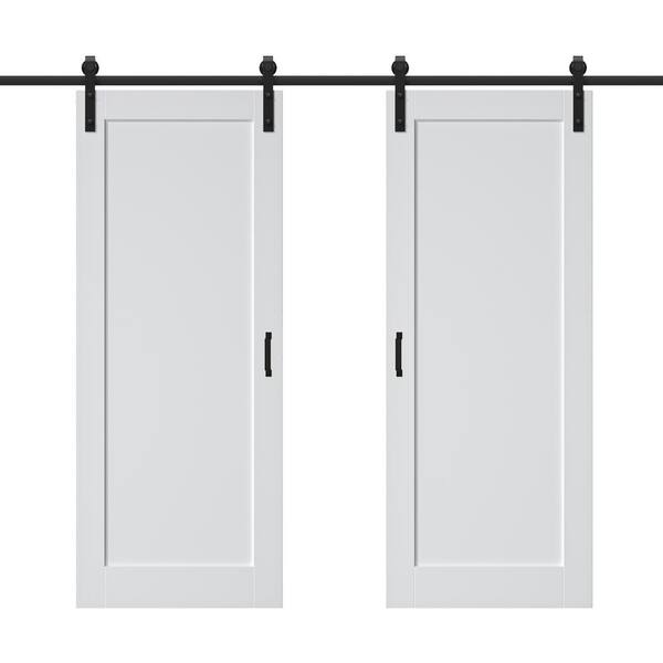 ARK DESIGN 24 in. x 96 in. White Primed Paneled MDF Sliding Barn Door ...