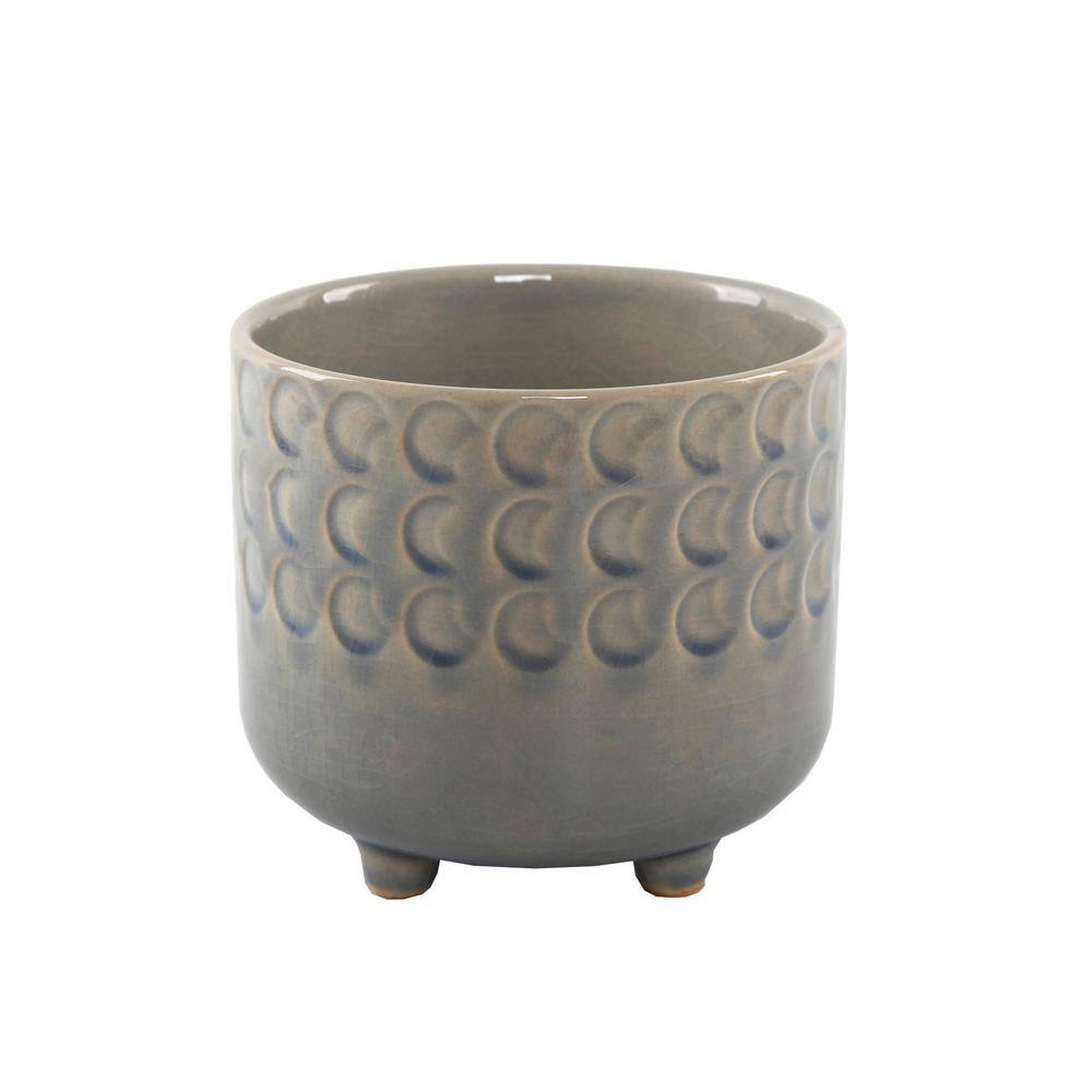 Flora Bunda 4.75 in. Blue Small Moon Phase Ceramic Footed Planter ...