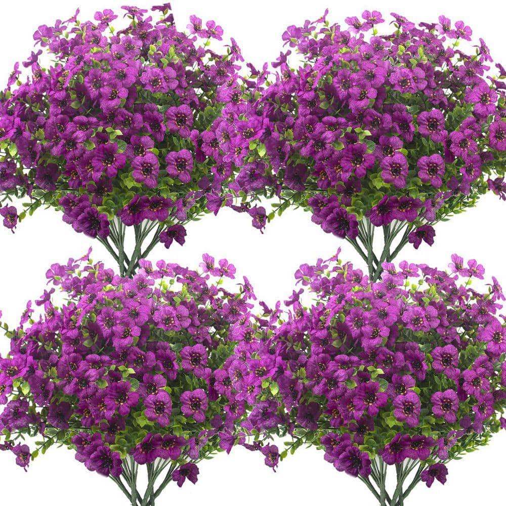 14 in. Light Purple 10 Bundles Artificial violet Flowers Outdoor UV ...