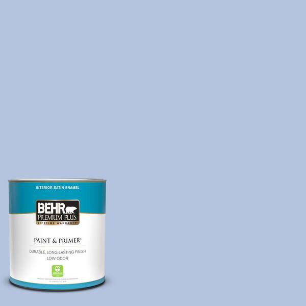 BEHR PREMIUM PLUS 1 qt. #600C-3 Periwinkle Bud Satin Enamel Low Odor ...
