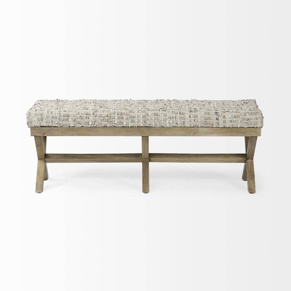 HomeRoots Amelia Beige 50 in. Cotton Blend Bedroom Bench Backless ...