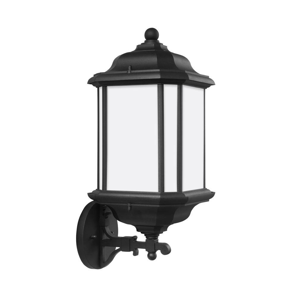 Generation Lighting Kent 1-Light Black Outdoor 19.25 in. Wall Lantern ...