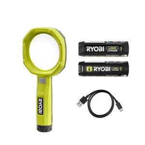 RYOBI USB Lithium Flip Light Kit with USB Lithium 2.0Ah Rechargable ...