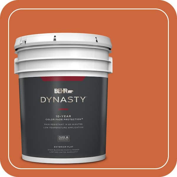 BEHR DYNASTY 5 gal. #S-H-250 Pumpkin Patch Flat Exterior Stain-Blocking ...