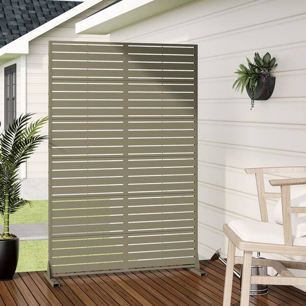 72 in. x 47 in. Outdoor Metal Privacy Screen Garden Fence in Louver ...