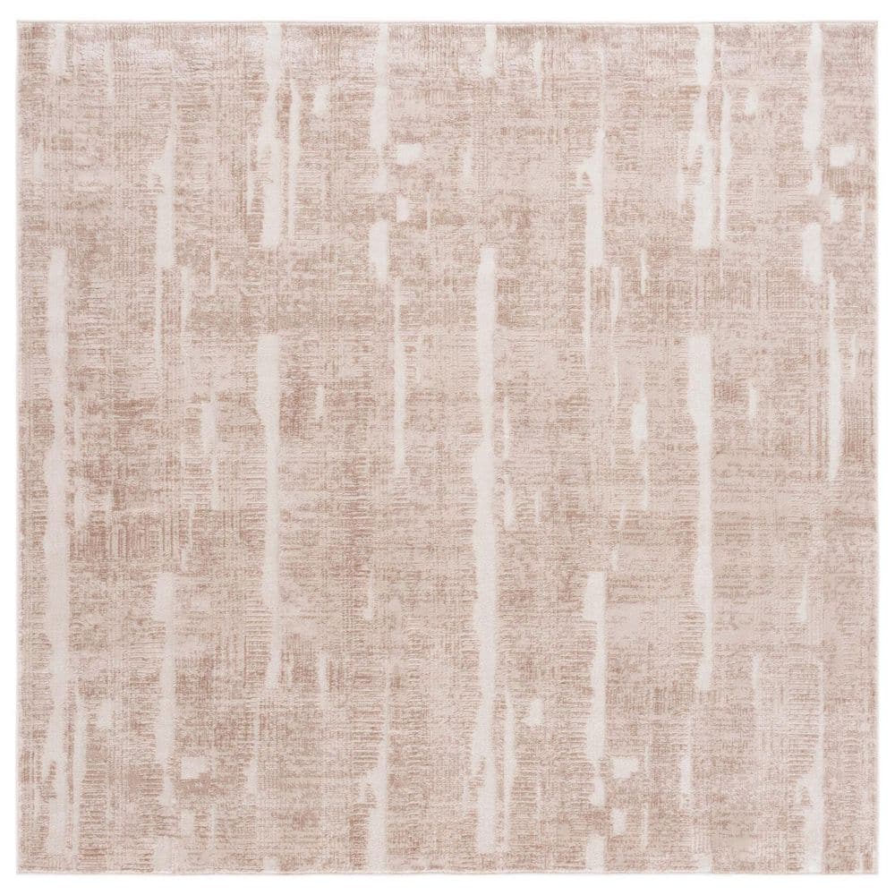 SAFAVIEH Whisper 7 ft. x 7 ft. Beige/Light Beige Distressed Striped ...