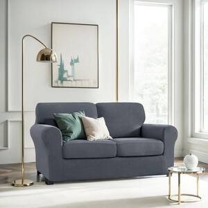 Angel Sar Gray 3-Piece Real Velvet Plush Stretch Sofa Covers, Loveseat ...