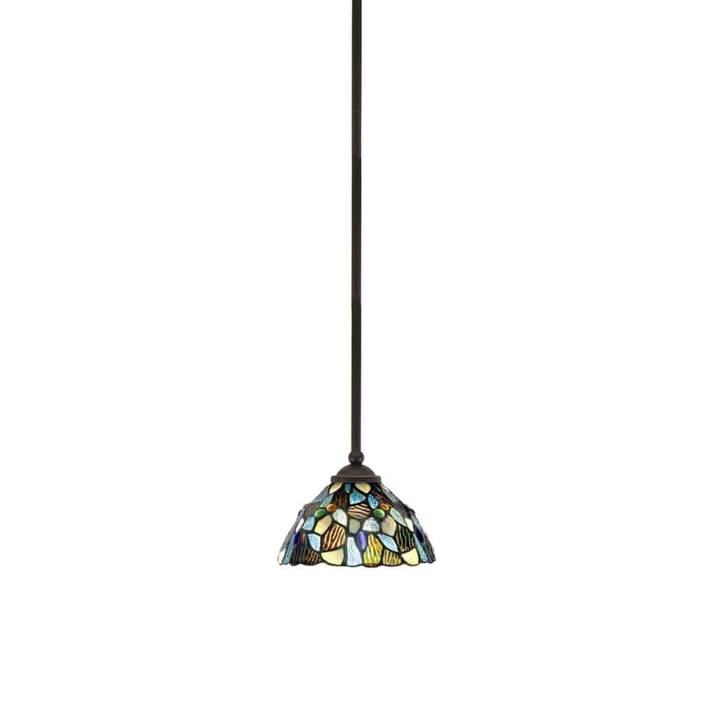 Clevelend 100-Watt 1-Light Brown Pendant Mini Pendant Light with Blue ...