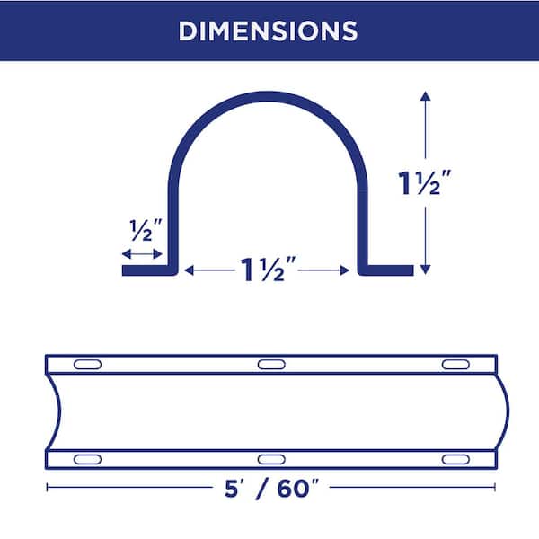 WIRE TRAK Wire Guard 1.5 in. x 5 ft. Flanged U-Channel Raceway, Gray ...