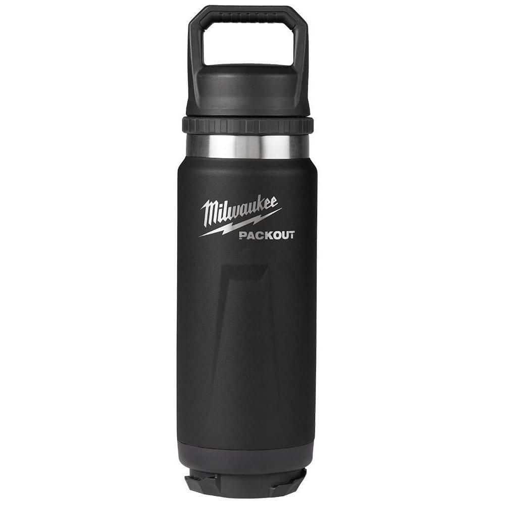 Milwaukee PACKOUT Black 24 oz. Insulated Bottle W/Chug Lid 48-22-8396B ...