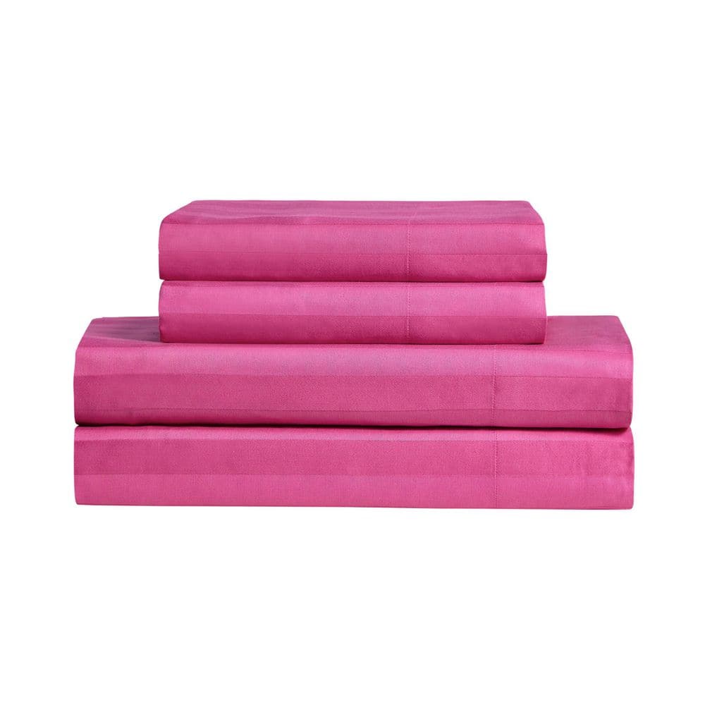 The Sheet Lab Regal Dreams 4-Piece Hot Pink Striped Cotton King Deep ...