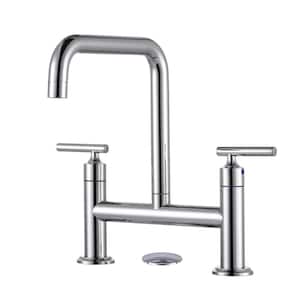 Reviews for WOWOW Double Handle Bridge Faucet with Kitchen Sink Hole ...