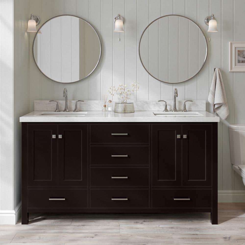 ARIEL Cambridge 66 in. Double Sink Freestanding Bathroom Vanity in ...