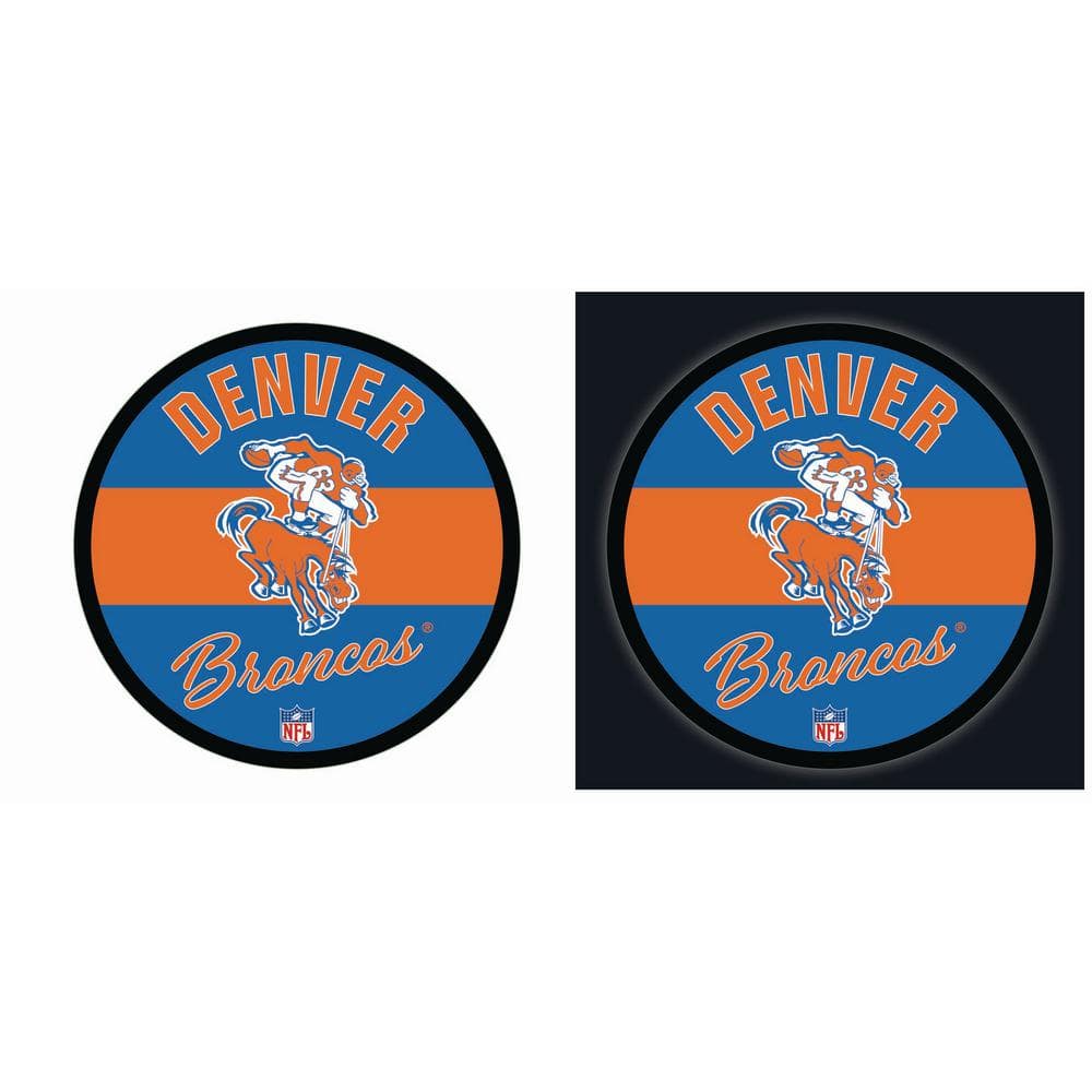 Evergreen Denver Broncos Vintage Round 23 in. Plug-in LED Lighted Sign ...