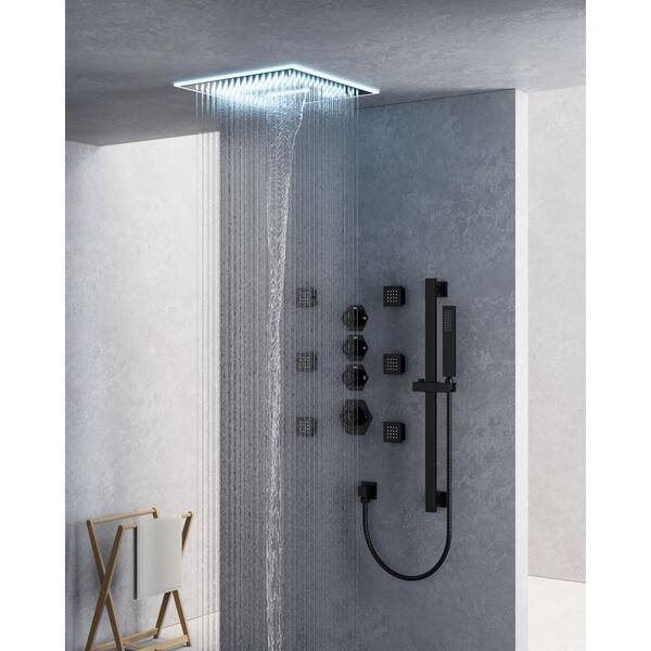 Reviews for CRANACH Thermostatic 17-Spray 16 in. Square LED Mood ...