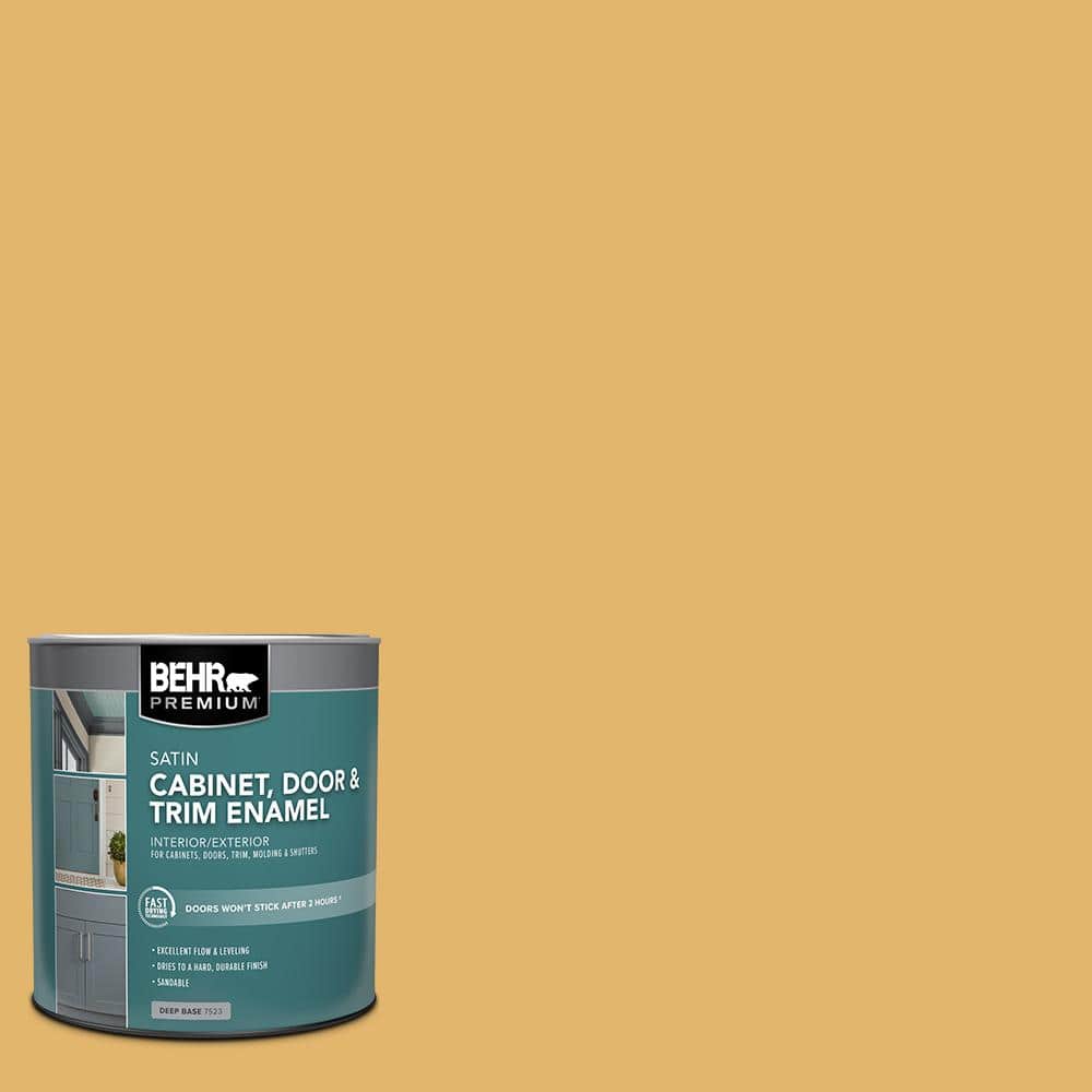BEHR PREMIUM 1 qt. #M290-5 English Custard Satin Enamel Interior ...