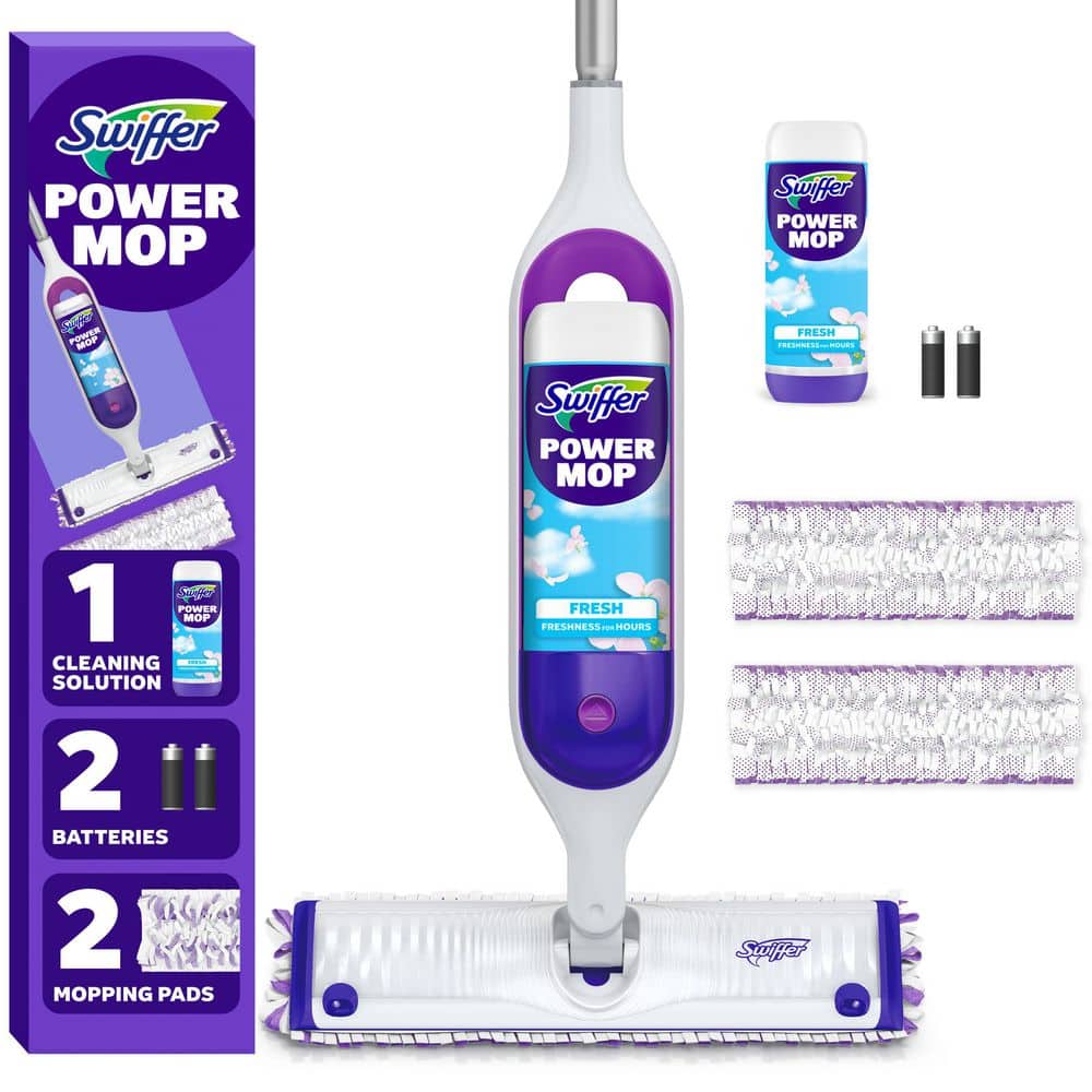 Swiffer Power Mop Starter Kit (1-Power Mop, 2-Pads, Cleaning Solution ...