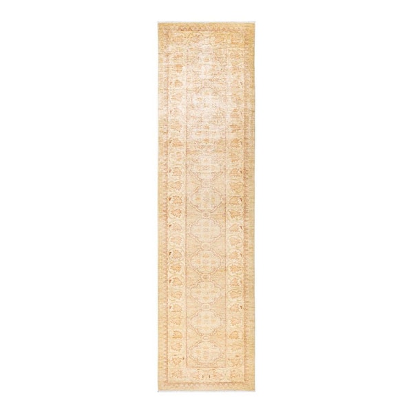Chloe & Olivia Home Eclectic Ivory 3 ft. x 13 ft. Native American Wool ...