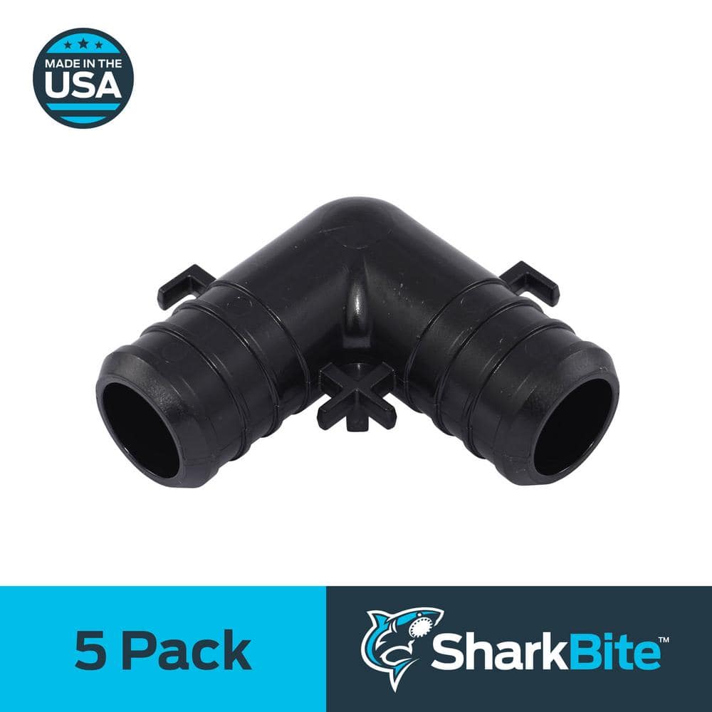 SharkBite 3/4 in. PEX Crimp Poly 90° Elbow (5-Pack) UP256Z5 - The Home ...