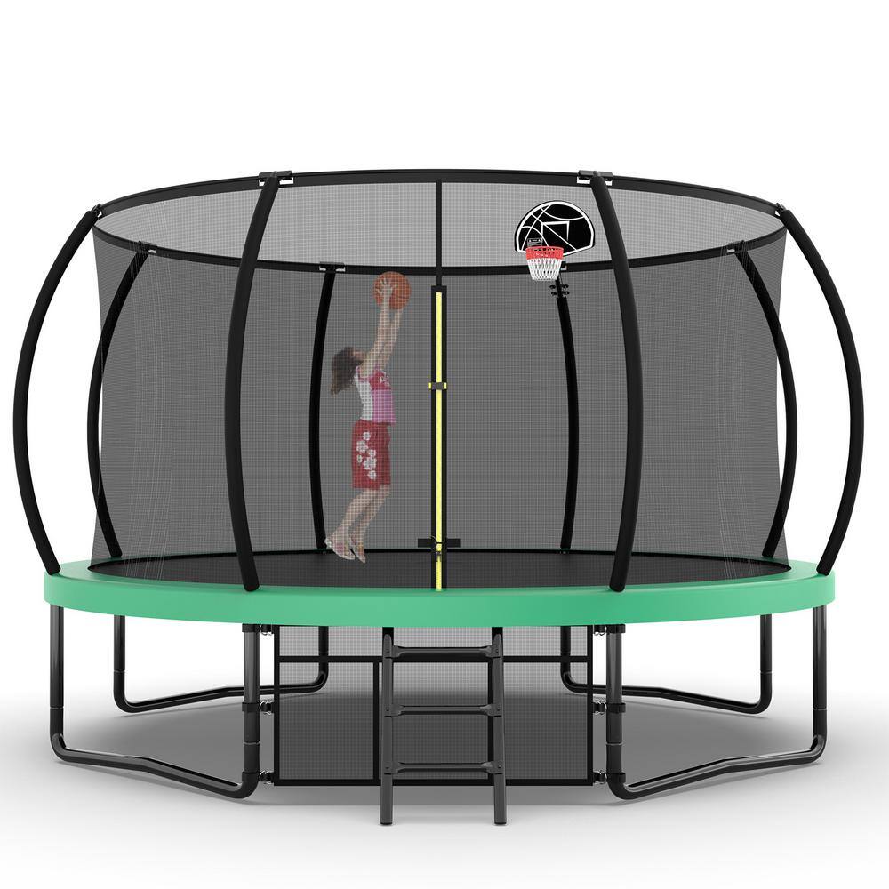 Sudzendf 14 FT Green Outdoor Recreational Trampoline with Enclosure ...