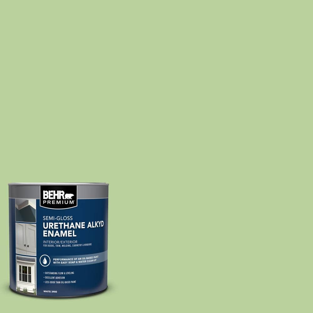 BEHR PREMIUM 1 qt. #P380-4 Four Leaf Clover Semi-Gloss Enamel Urethane ...