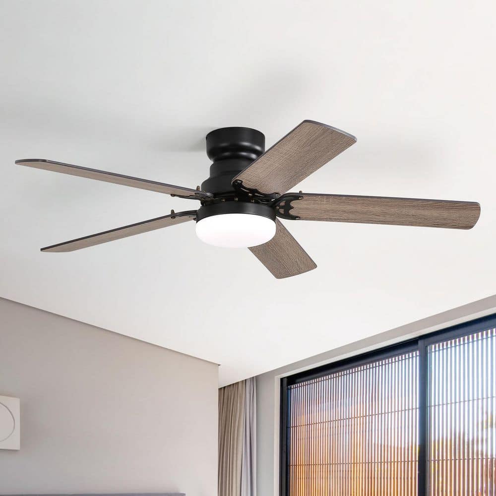CACI Mall 42 in. Integrated LED Indoor Black Downrod Mount and Flush ...