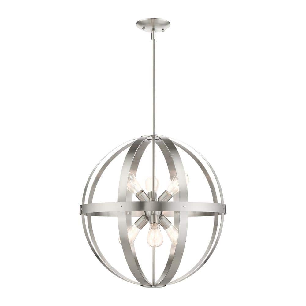 AVIANCE LIGHTING Meadowalk 6-Light Brushed Nickel Pendant Chandelier ...