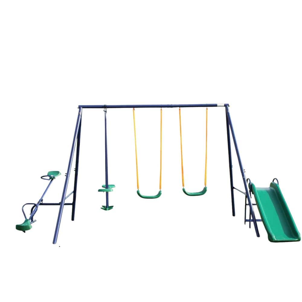 Misopily Blue Metal Swing Set Toy for Kids, Durable and Weather ...
